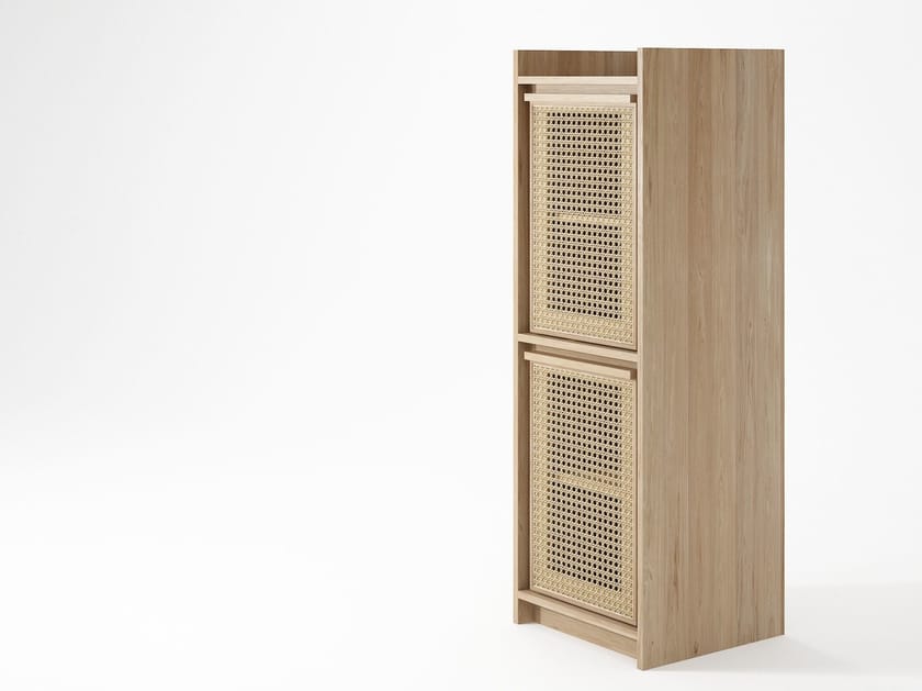 ROOTS Solid wood and rattan highboard with doors By KARPENTER | design ...