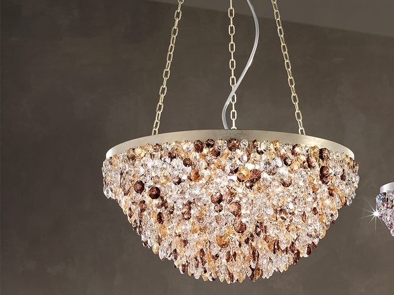 ROSEMERY 4 Metal pendant lamp with crystals By Masiero | design Masiero Lab
