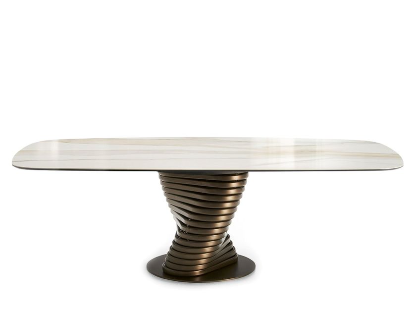 ROTOLO Tavolo rettangolare in ceramica con base in metallo By EFORMA ...