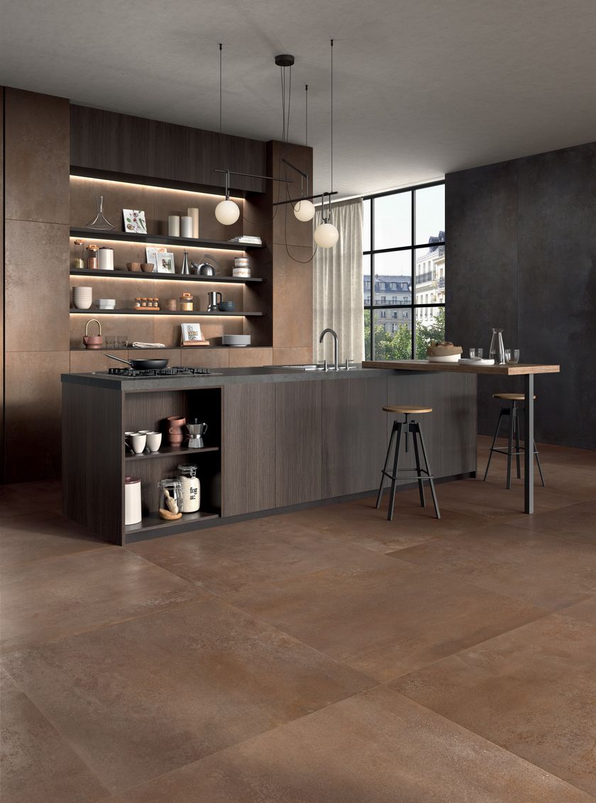 Laminated stoneware wall/floor tiles with metal effect RUST By Panaria ...