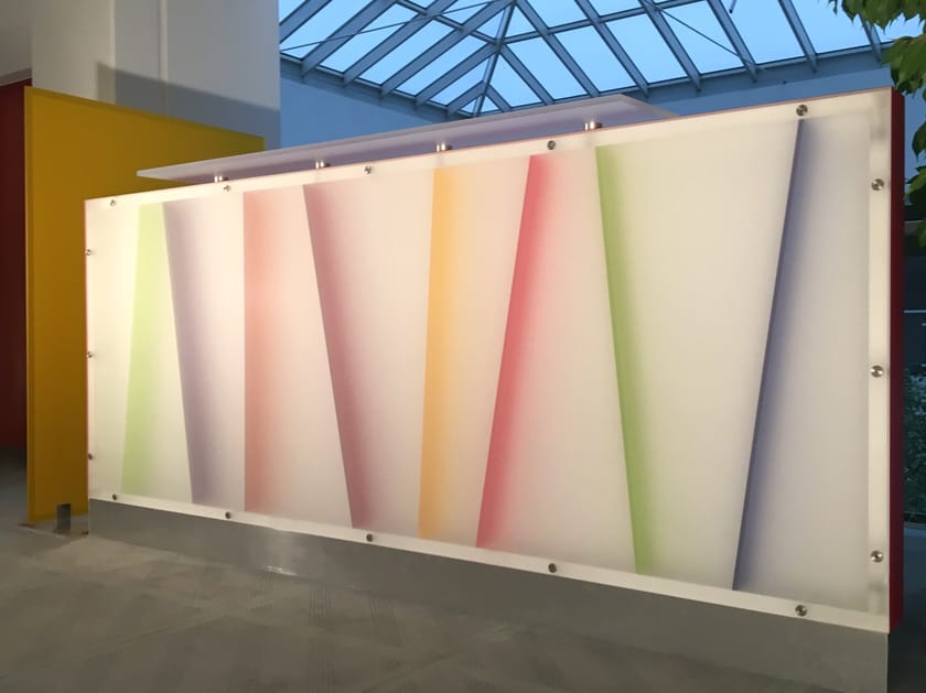 Reception desk w/ table & roll container By Seven Colors Design