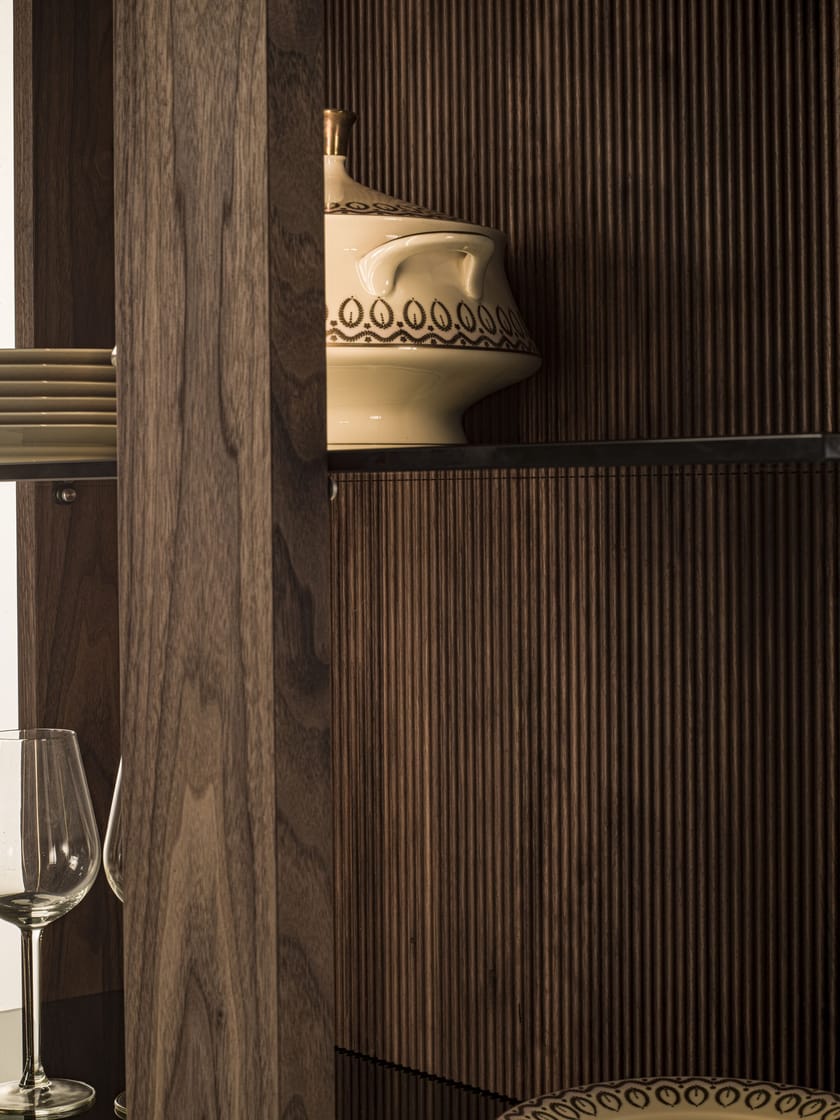 REVO OPEN Solid wood highboard with drawers By Riva 1920