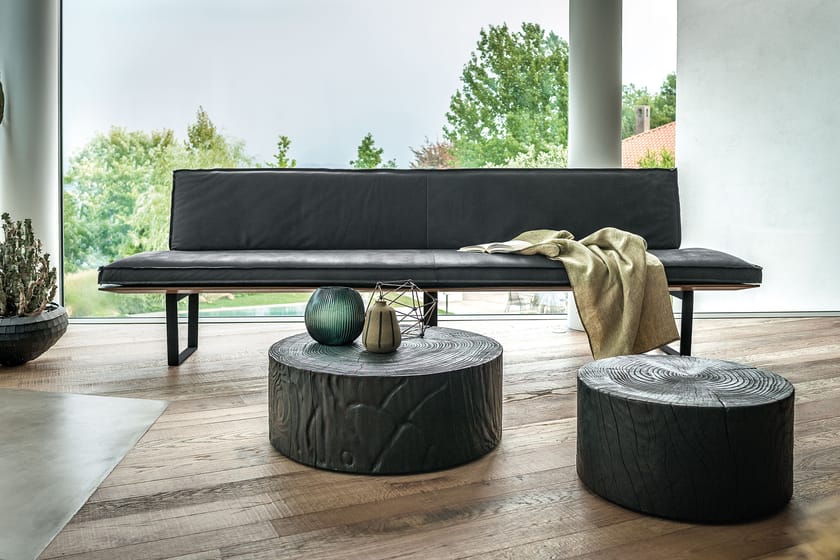 SEQUOIA | Bench Upholstered leather bench with back By Riva 1920 ...