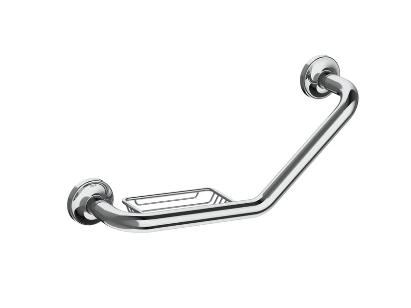 COMFORT L-shaped metal grab bar with soap holder By Roca