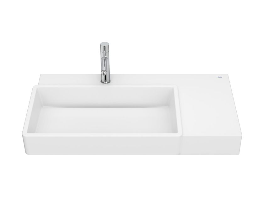 TURA 327697..0 Rectangular wall-mounted porcelain washbasin By Roca