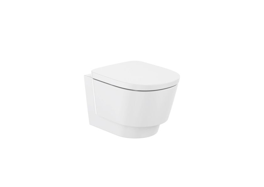 TURA 346697..0 Wall-hung rimless porcelain toilet By Roca