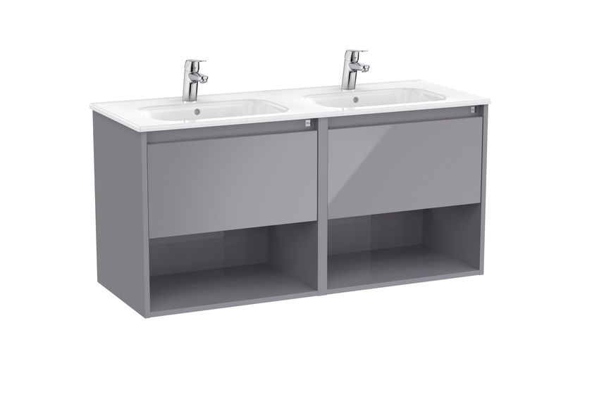 UNIK 852093... Double wall-mounted wooden vanity unit with integrated ...