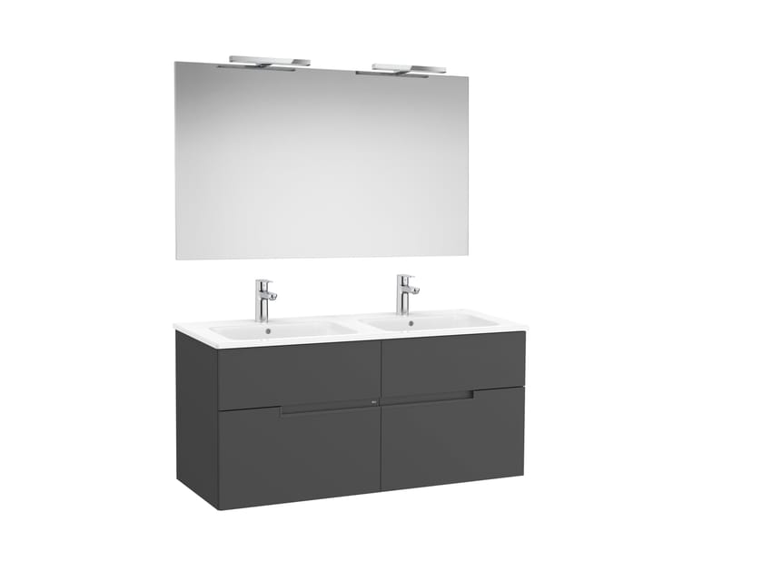 UNIK A852109 / A852114 Double wooden vanity unit with mirror By Roca