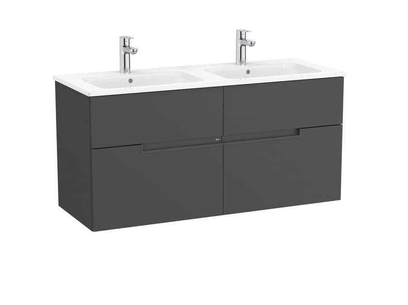 UNIK Double wooden vanity unit with drawers By Roca