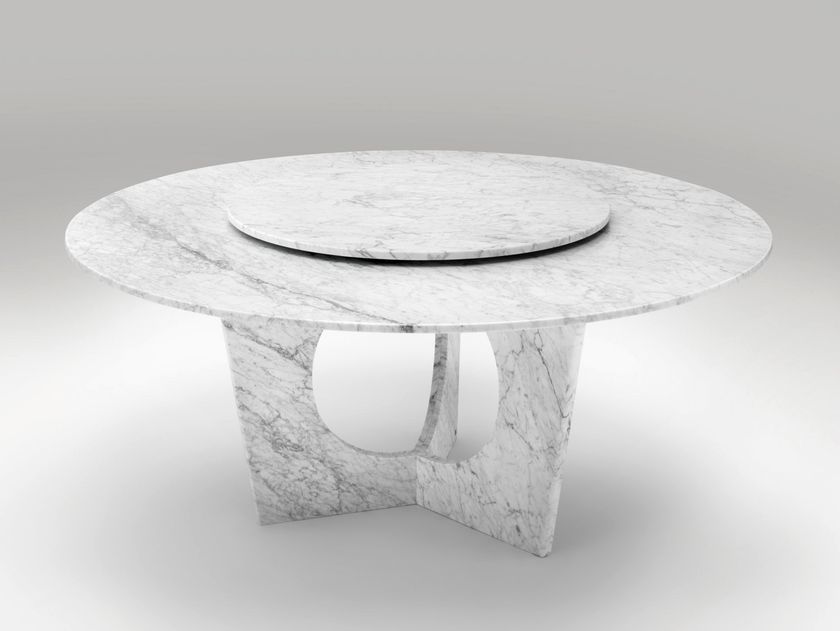 Round marble table with Lazy Susan ROLF BENZ 986 By Rolf Benz