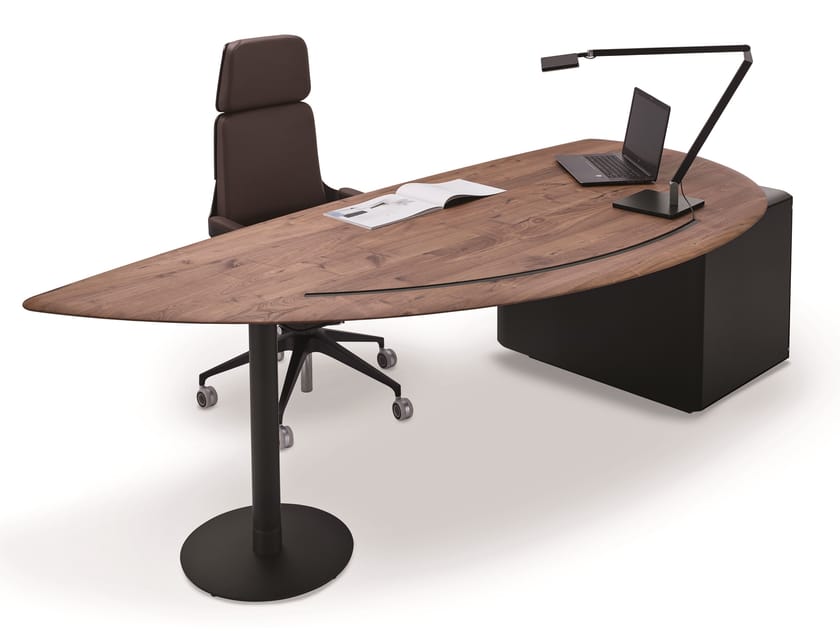 Height-adjustable L-shaped office desk with shelves S100 DESK By YOMEI ...