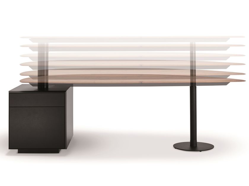 Bureau réglable en hauteur d'angle avec étagères S100 DESK By YOMEI ...