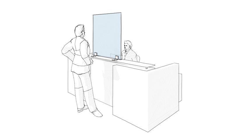 Glass desktop barrier SAFE DESK By ALUVETRO