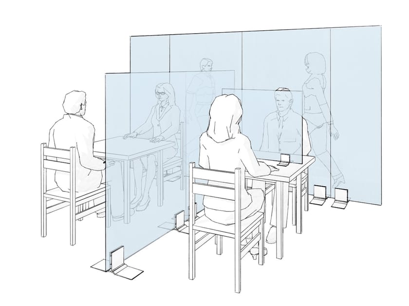 Glass desktop barrier SAFE DESK By ALUVETRO