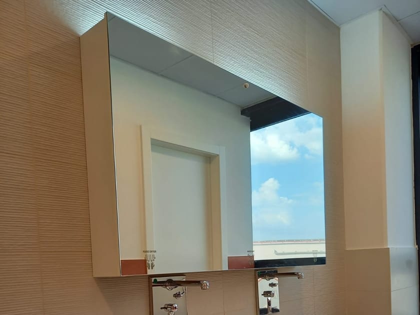 Rectangular wall-mounted mirror with integrated lighting SANDMATIC ...