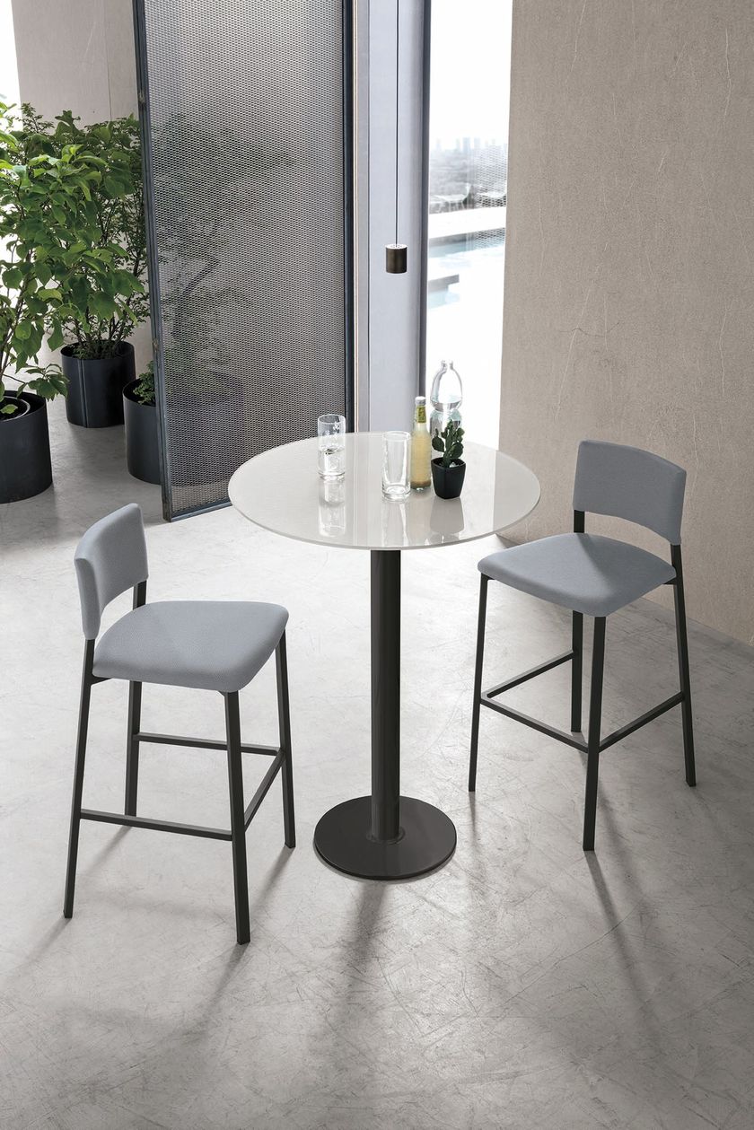 SARA Tabouret haut en tissu avec dossier By Sedit