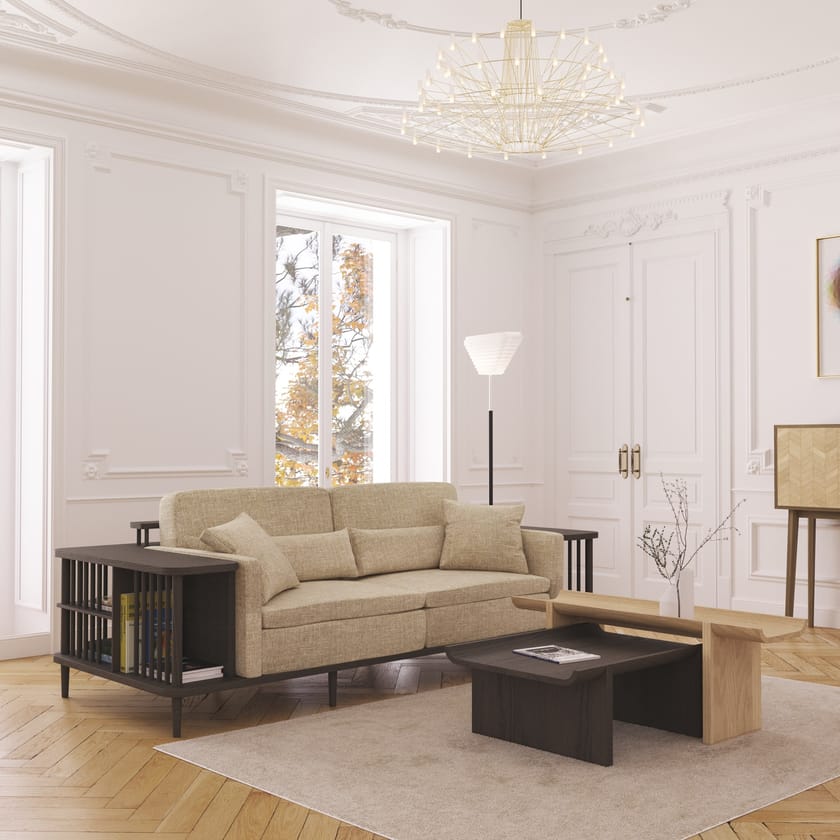 SCAFFOLD Sofa with integrated magazine rack By Wewood | design André Teoman