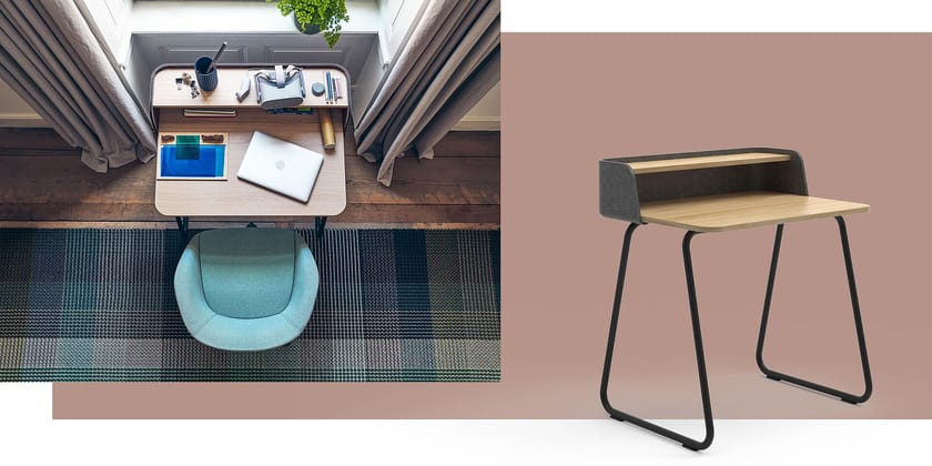 Desk with melamine top and felt screen SECRETAIR HOME By Sedus