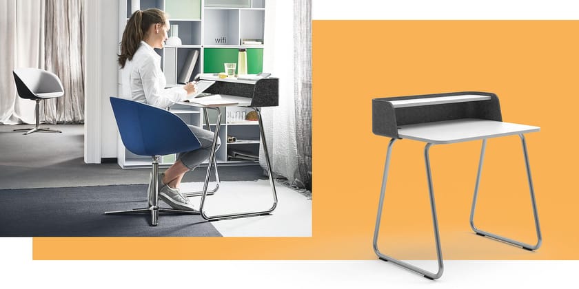 Desk with melamine top and felt screen SECRETAIR HOME By Sedus