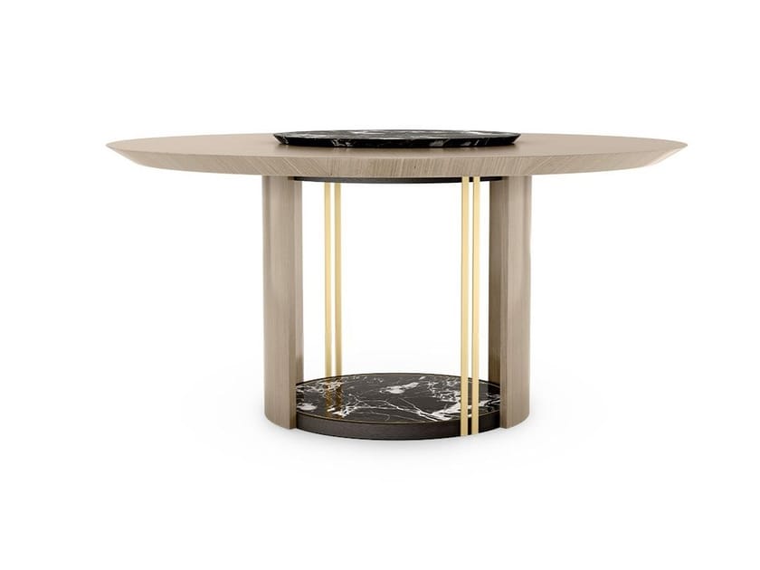 Round wood veneer dining table SENDAI By FRATO