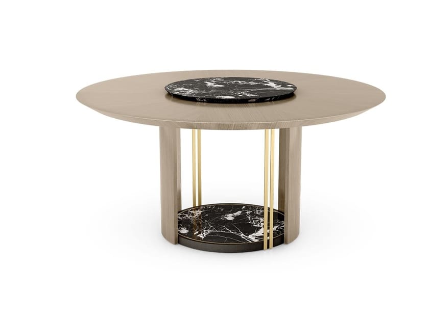 Round wood veneer dining table SENDAI By FRATO