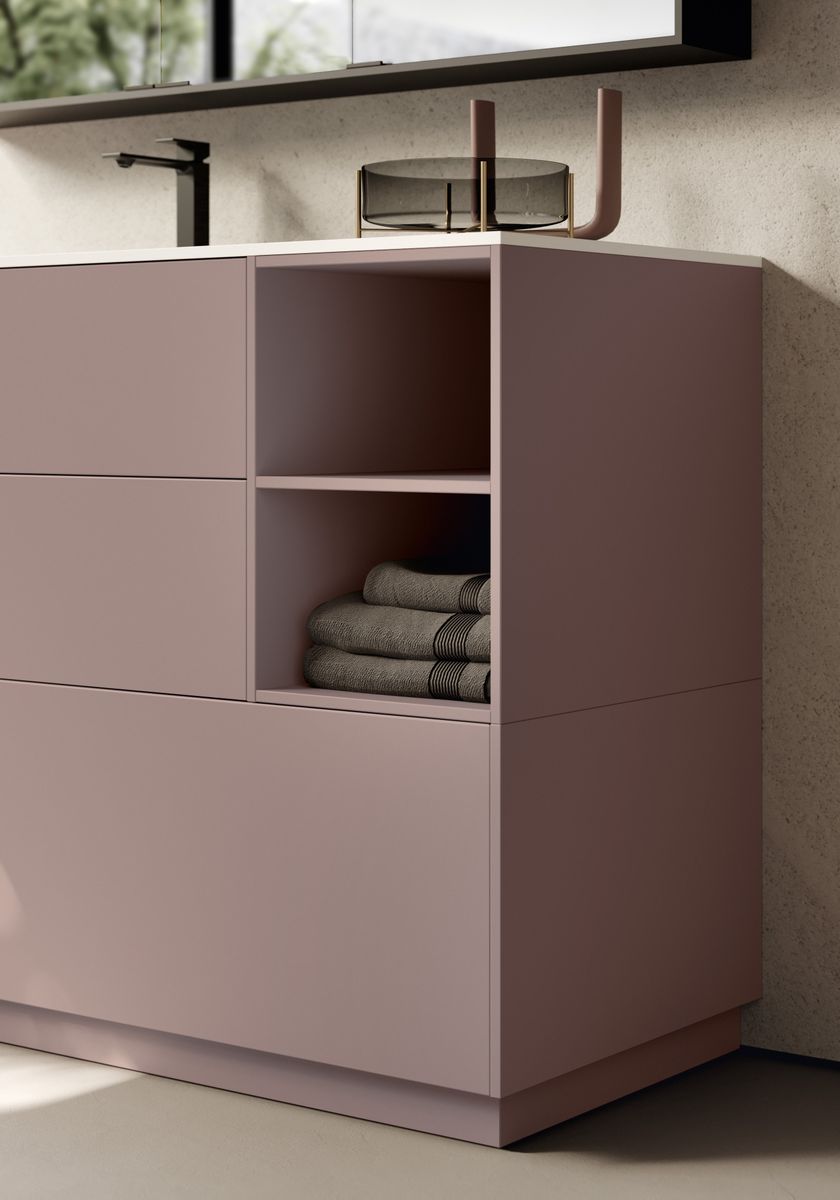 Single vanity unit with integrated washbasin SENSE 18 By Ideagroup