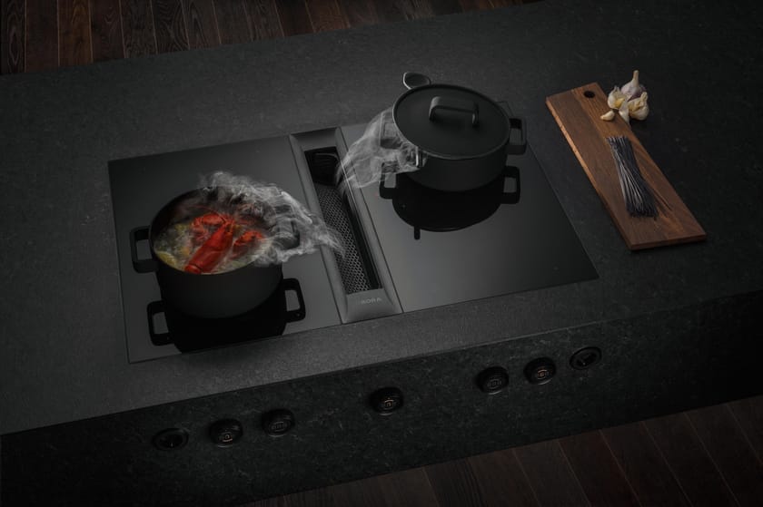 Induction flush-mount glass hob with integrated hood Class A+ SET ALL ...