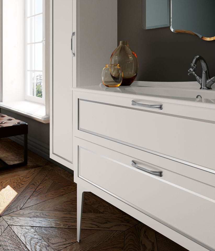 SETA 09 Mobile lavabo da terra in legno con specchio By Archeda