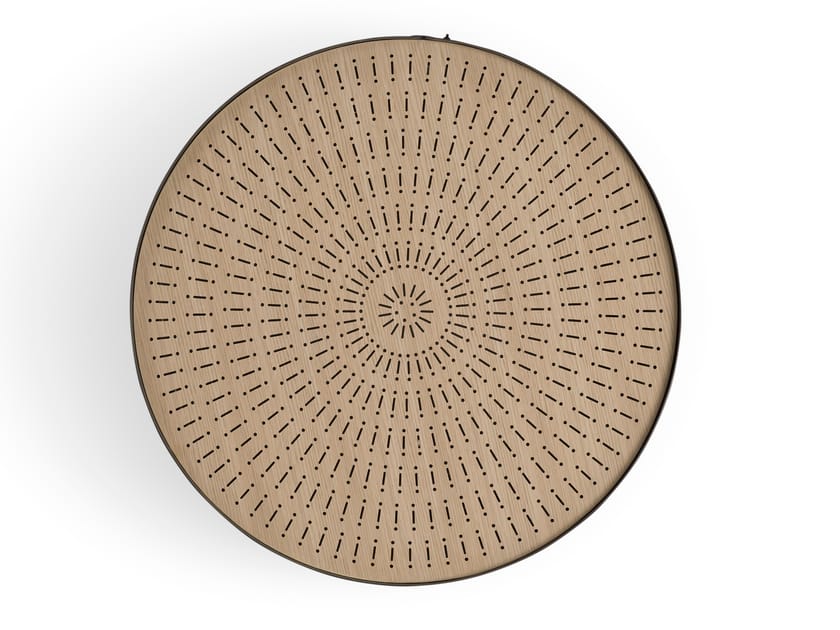 SETACCI Round coffee table with metal sheet base and wooden top By AMURA