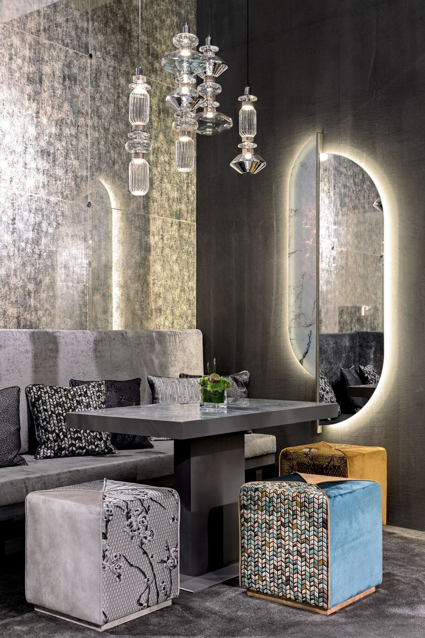 Wall-mounted glass mirror with integrated lighting SHARED By Sicis ...