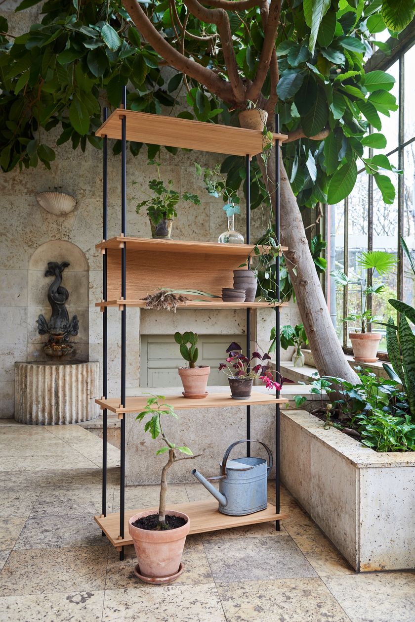 Modular steel and wood bookcase SHELVING SYSTEM By MOEBE