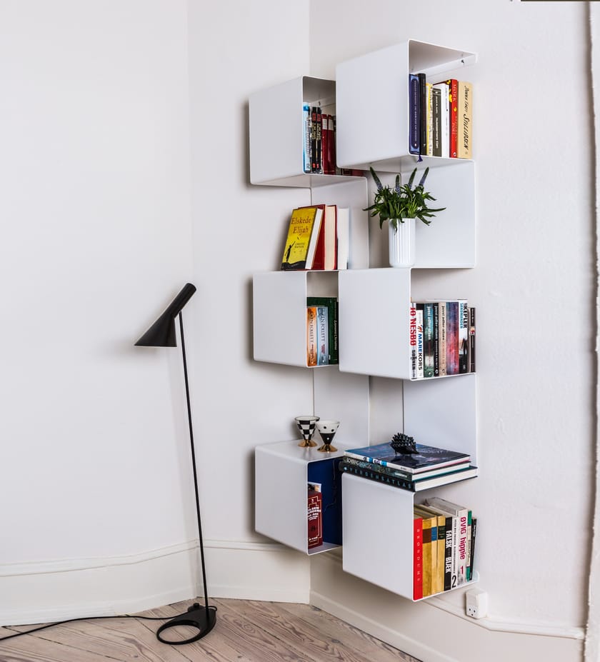 Wall-mounted powder coated aluminium bookcase SHOWCASE#1 By Anne Linde ...