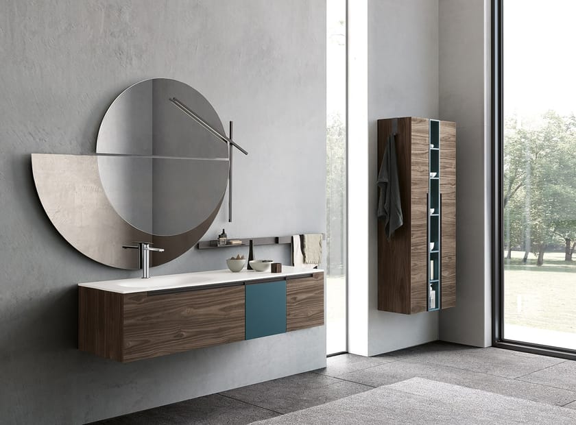 Mobile lavabo laccato sospeso con specchio SIDE 02 Collezione Side By ...