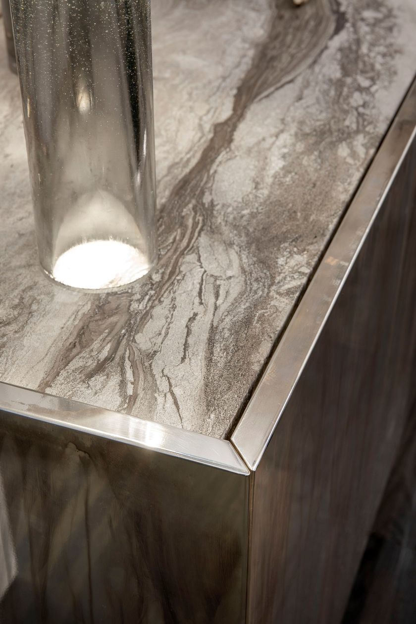 Metal sideboard with stone top SIDE-X EVO By Henge design Massimo Castagna