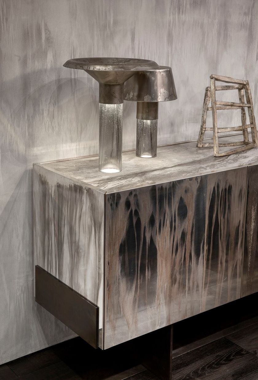 Metal sideboard with stone top SIDE-X EVO By Henge design Massimo Castagna