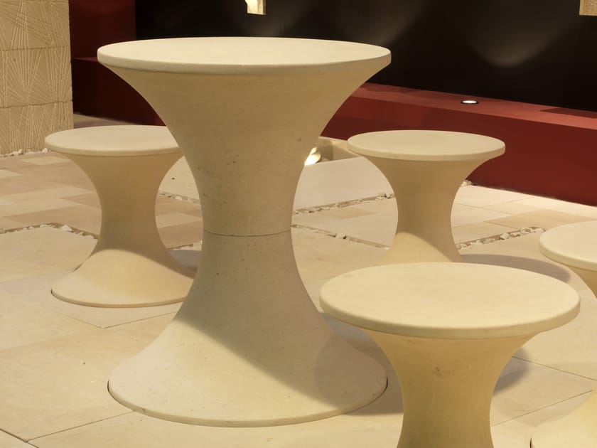 SINUSOIDE TABLE Round lecce stone table By PIMAR | design Luca Scacchetti