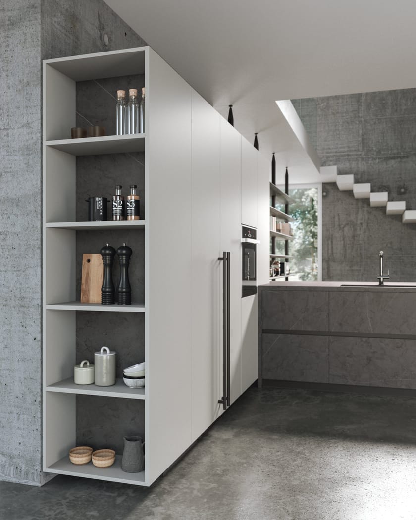 Lacquered laminate kitchen with peninsula SISTEMA 22.2 - ENVIRONMENT 01 ...