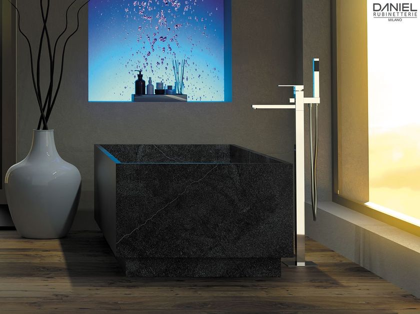 SKYLINE Floor standing chromed brass bathtub mixer with hand shower By ...