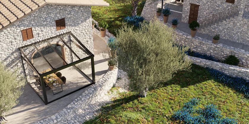 Veranda in alluminio con tetto in vetri fissi SKYROOF - Chirenti ...