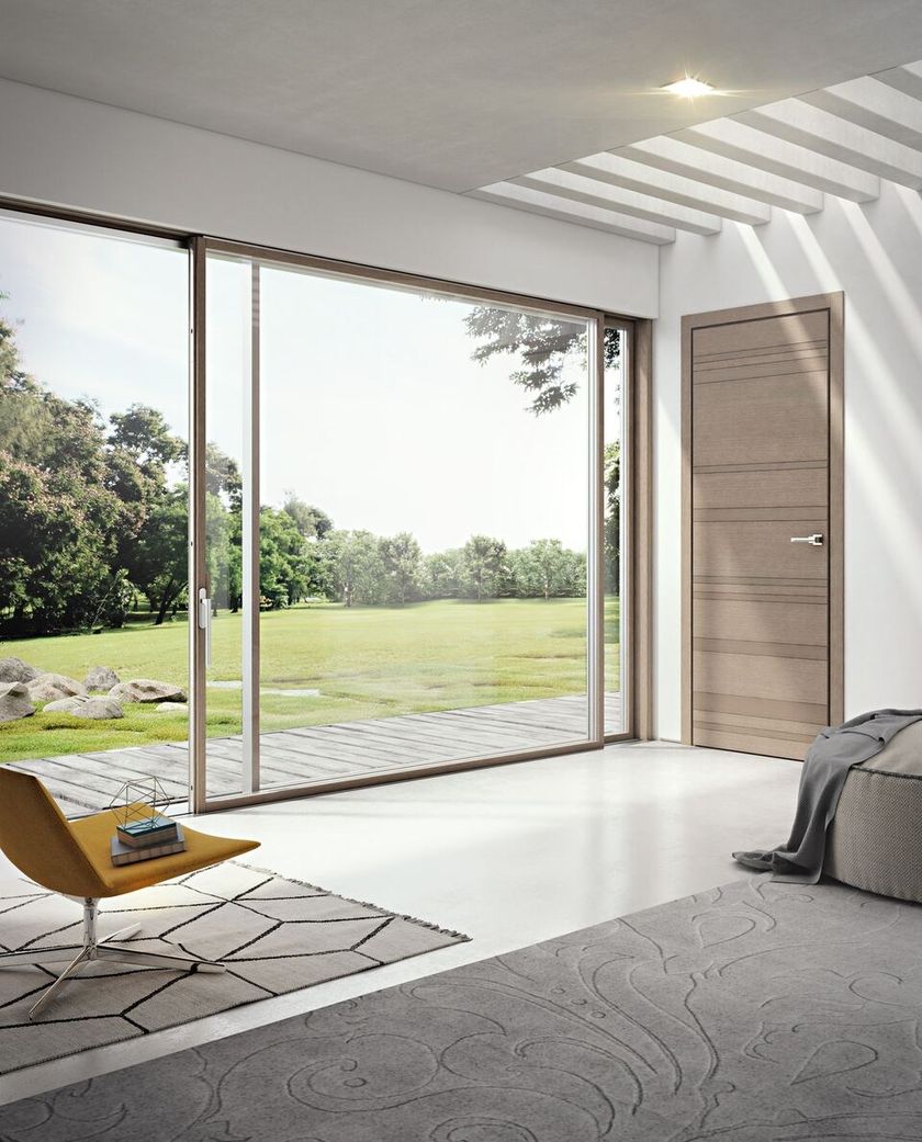 Aluminium and wood patio door SLIM 80 LA By Pail Serramenti
