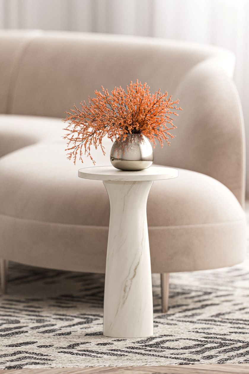 Coffee table SMALL ROUND TABLE IN WHITE MARBLE By Valsecchi Marmi