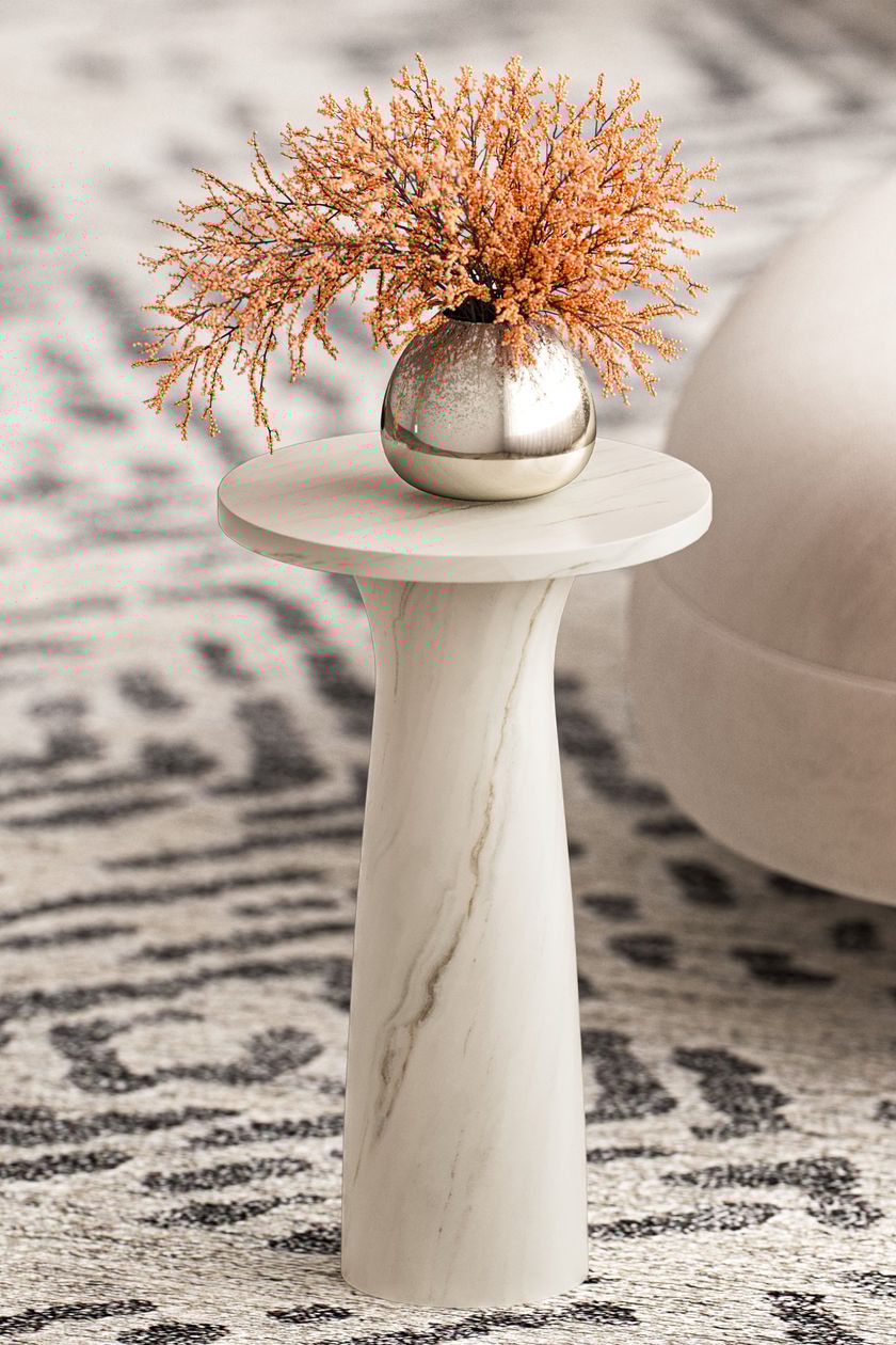 Coffee table SMALL ROUND TABLE IN WHITE MARBLE By Valsecchi Marmi