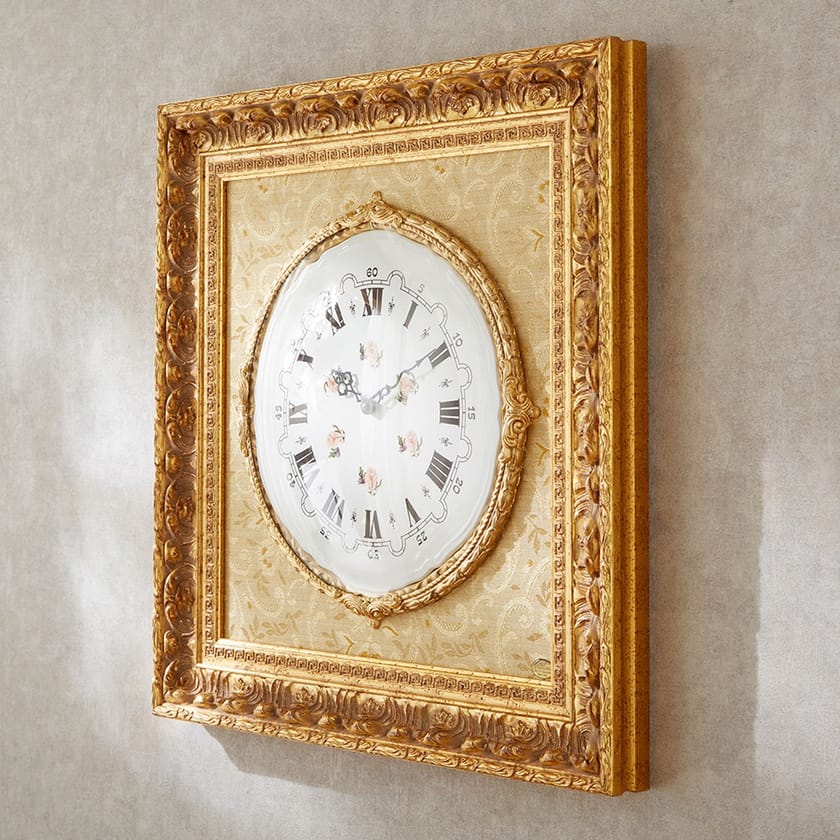 SME ORO | Clock Porcelain wall clock with wooden frame By Italia Cornici