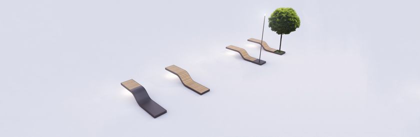 Wooden Bench with Integrated Lighting SNAKE By Euroform W design Jacopo ...