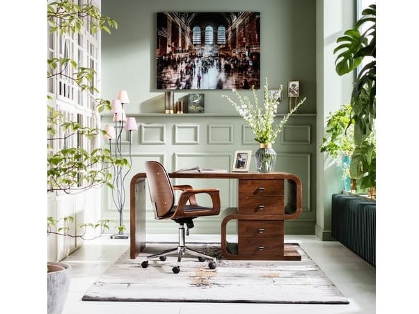 SOFT SNAKE Rectangular wood veneer writing desk with drawers By KARE Design