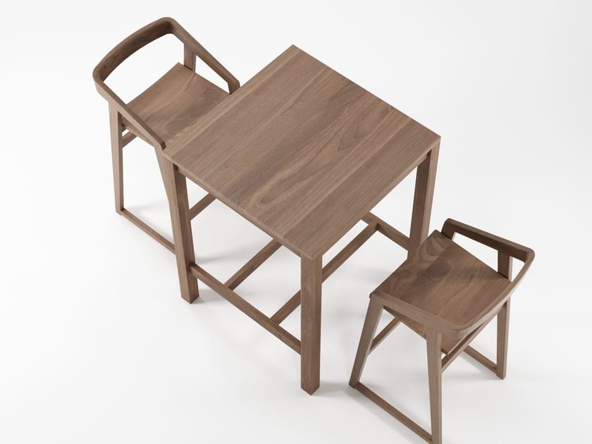 SOLID Square solid wood high table By KARPENTER | design Hugues Revuelta