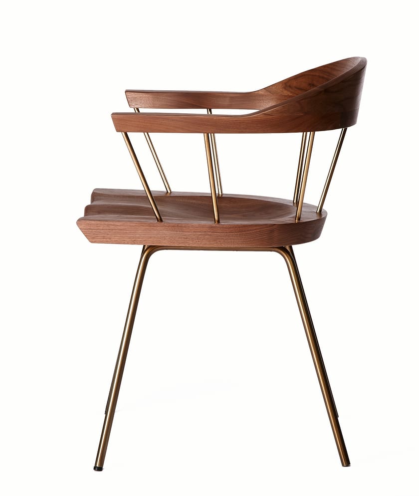 SPINDLE Steel and wood chair with armrests By BassamFellows | design ...