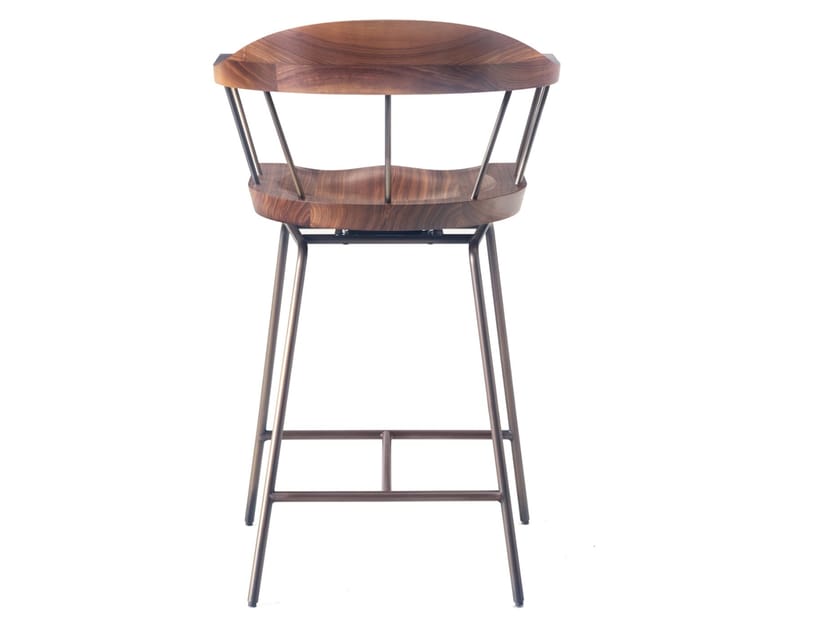 SPINDLE Steel and wood counter stool with armrests By BassamFellows ...