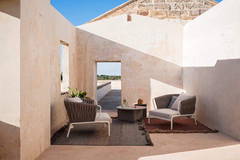 Powder coated steel garden armchair with armrests SPOOL 201 Spool ...