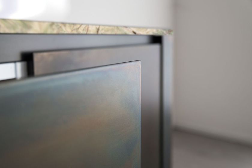 Cucina in acciaio inox con isola SQUARE BRUNITO NERO By Xera by Arex